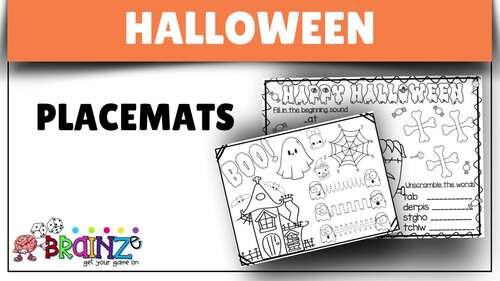 Halloween Placemat Activity | October Craft & Coloring Fun by BRAINZe