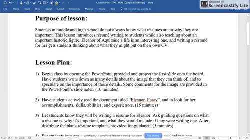 Eleanor of Aquitaine Biography and Resume Writing Activity by TDS Resources