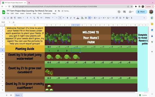 Build a Farm 10 more 10 less & Skip Counting Digital Math Project ...