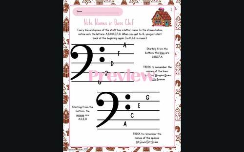 Bass Clef Note Names: No-Prep Worksheet Packet (Sub Plans) | TPT