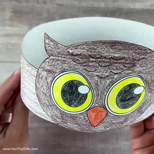 Owl Headband - Fall Paper Hat - Bird Crown - Autumn Coloring Activity