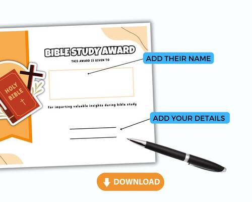 Bible Study Award End of Year Awards Sunday School Christian Character ...