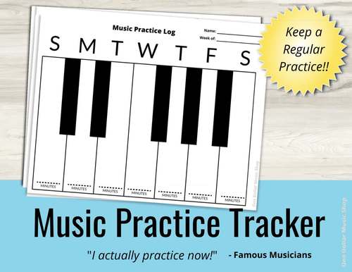 Piano Practice Chart, Practice Log Tracker (Instant Download) | TPT