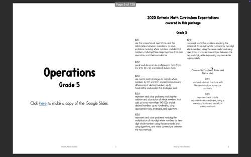 Grade 5 Operations Ontario Math Multiplication Facts & Long Division ...