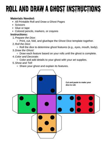 Roll and Draw Ghost Game | Halloween Printable Activity for Kids | Fun ...