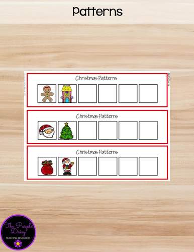 Christmas Pattern Cards for Preschool PreK Kindergarten | TpT