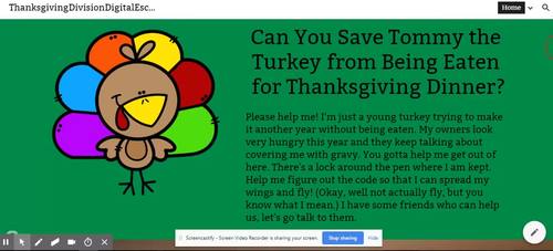 Thanksgiving Division Digital Escape Room: Help the Turkey Escape Dinner!