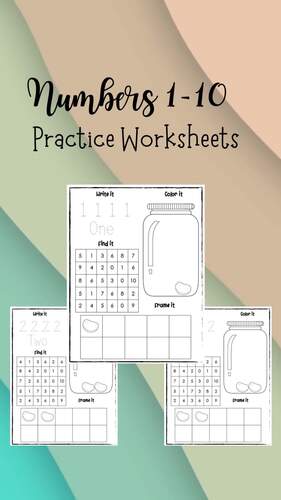 Numbers 1-10- Trace It, Color It, Find It, & Frame It-Numeracy Practice ...