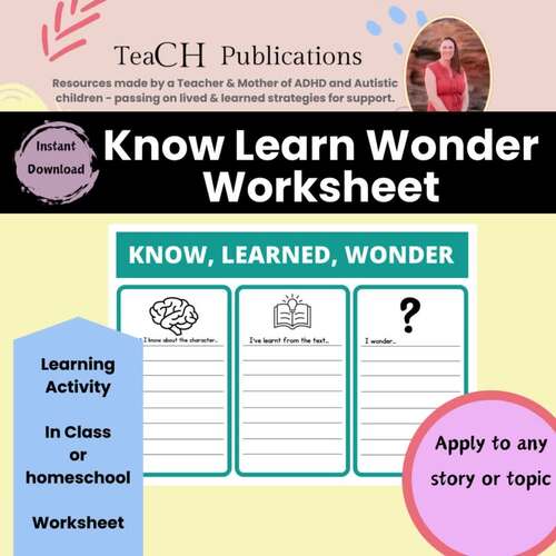 Know Learned Wonder Activity for literacy and reading - discover Autism ...