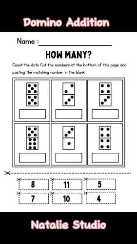 Domino Addition | Single Digit Addition | Count Cut and Paste | Math ...