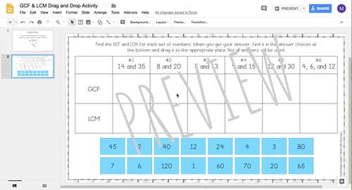 GCF and LCM Digital and Print Activity for Google Drive and OneDrive
