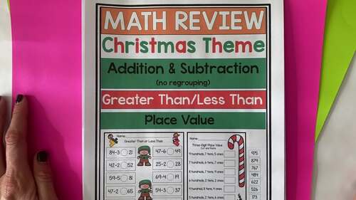 Christmas Math Worksheets 2nd Grade - Adding, Subtracting, Place Value