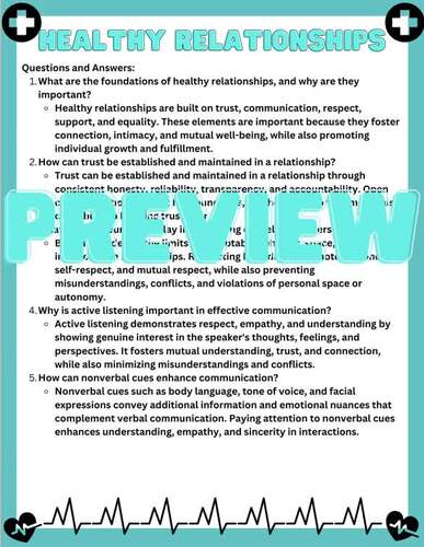 Healthy Relationships Review and Paper Study Guide by Secondary Science HQ
