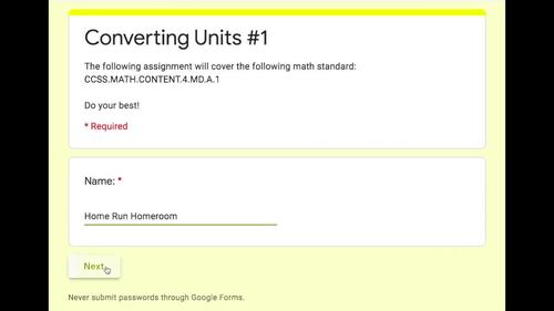 Converting Units Google Classroom™ Digital Quiz Set by Home Run Homeroom