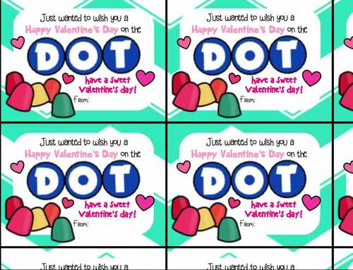 Dots Gumdrop Candy Valentine's Day Gift Tag- Just wanted to wish you a ...