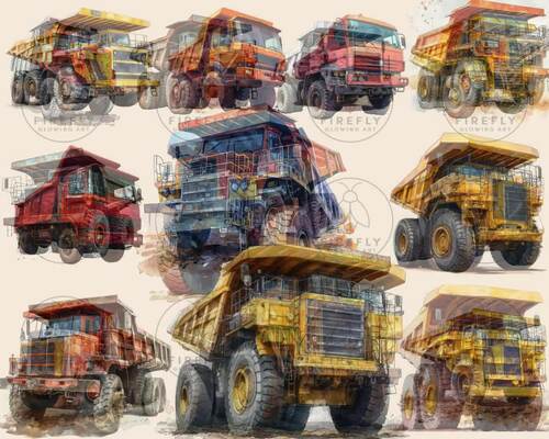 Watercolor Dump Truck Clipart, 100 Designs (50 PNG + 50 JPEG), 300 DPI ...