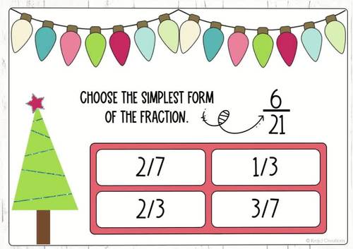 Fractions in Simplest Form Boom Cards - Holiday Theme - and Printable ...