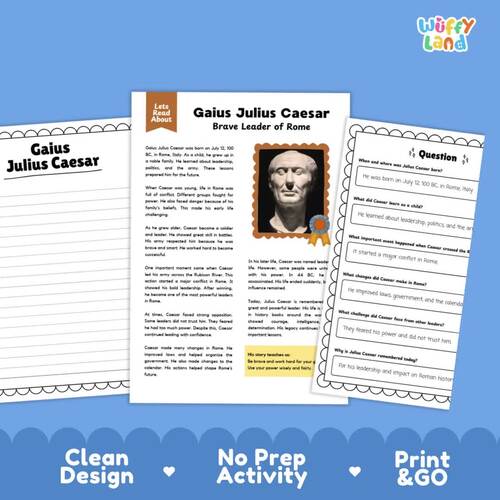 Gaius Julius Caesar Biography and Writing Activity | Ancient Rome History