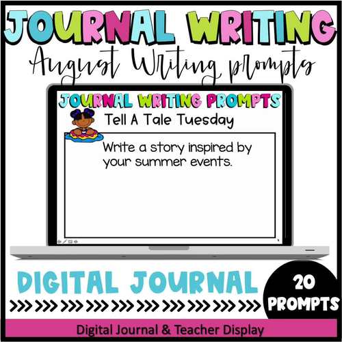 August Digital Journal Writing Prompts by Faithfully Elementary | TPT