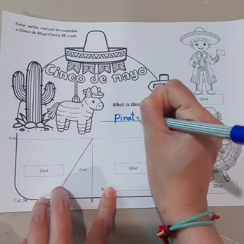 Cinco de Mayo Fiesta 3D Craft | Color & Write Activities | Mexican Fiesta