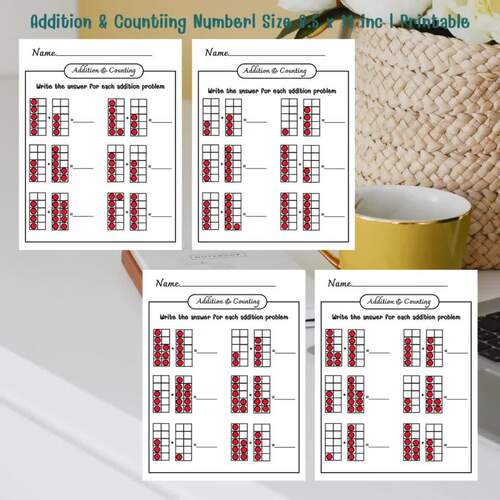 Number 1-10 Addition & Counting Worksheet by PEPFRY PRINTING | TPT