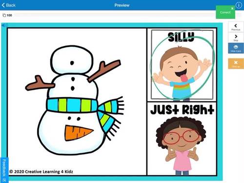 Critical Thinking Silly or Just Right Boom Cards for Distance Learning