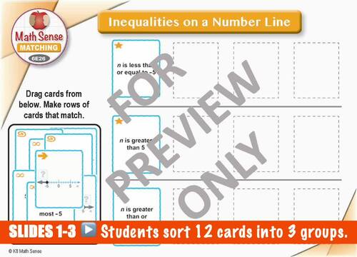 Inequalities on a Number Line DIGITAL MATCHING: 15 PPT / Google Slides 6E26
