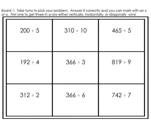 Long Division Tic Tac Toe Printable Game by Melaine Crowder | TPT
