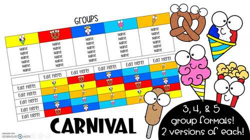 Student Groupings Carnival theme by Coffee and Converse | TpT