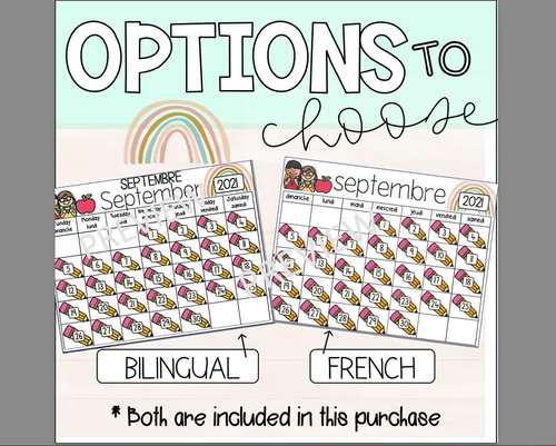 April FRENCH & English Interactive Calendar | Back to School | Digital