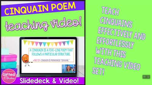 National Poetry Month - Cinquain Poem Instructional Video & Slides