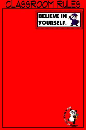 CLASSROOM RULES Panda Themed Classroom Decor Red Black Classroom Management
