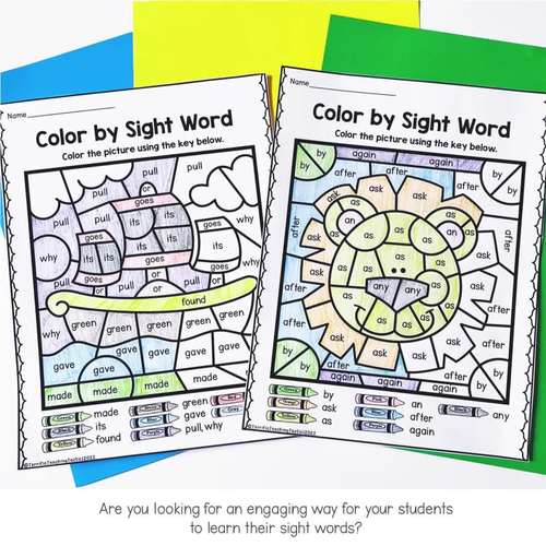 Color By Sight Word Worksheets Bundle Sight Words Fast Finishers Early ...