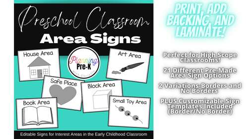 Preschool Classroom Area Signs by Planning Pre-K with Christin Huether