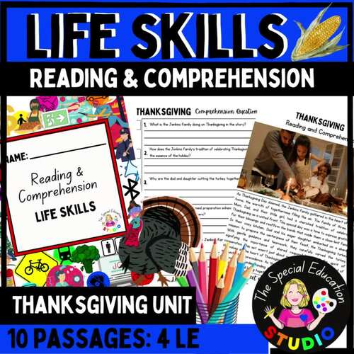 Thanksgiving Reading Comprehension differentiated tasks Special Education
