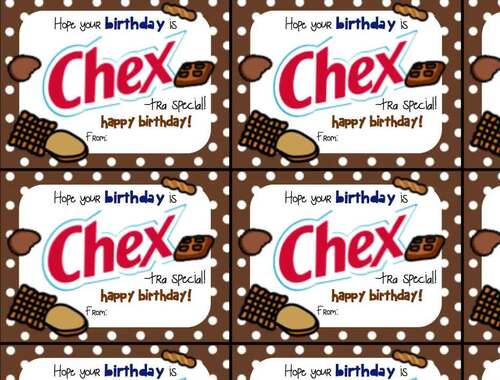 Chex Mix Birthday Gift Tag- Hope your birthday is Chex-tra special ...