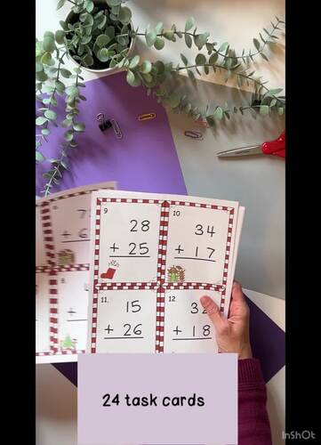 2 Digit Addition Scoot With Regrouping, 2 NBT.5, 2 NBT.6, 2OA.1, Christmas