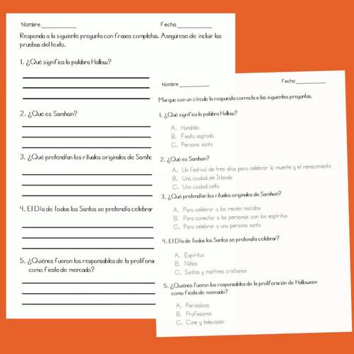 Historia de Halloween- comprensión a la lectura de no ficción | TPT