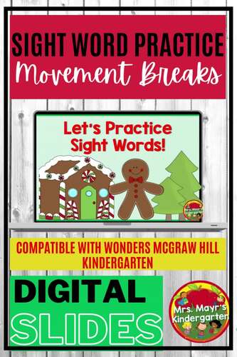 Wonders Kindergarten Sight Words Movement Activity Gingerbread Boy