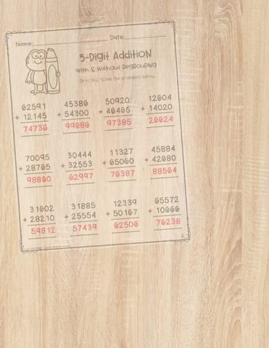 Back to School 5 Digit Addition Worksheets With & Without Regrouping ...