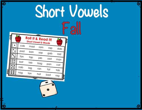 Seasonal Short Vowel Sounds Roll It Read It Words & Sentences Game Cards