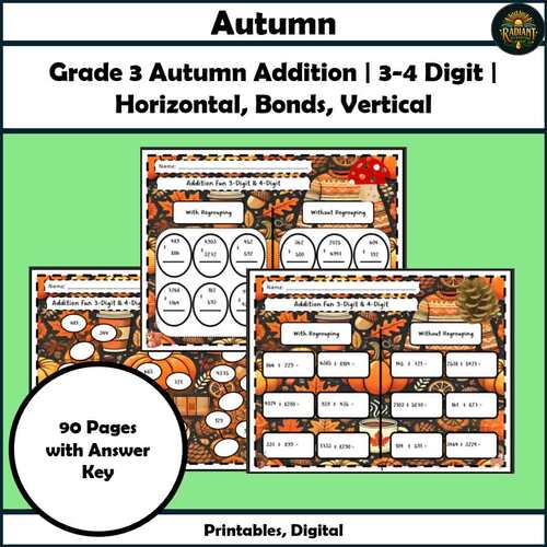 Grade 3 Autumn Addition Math 3 4 Digit Regroup No Regroup Number Bond