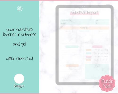 Substitute Teacher Note Template | Printable Binder | Colorful by ...