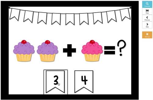 CUPCAKE ADDITION Boom Cards Addition Numbers 0 to 10 Distance Learning