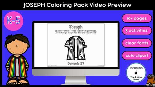 Bible Coloring Pages: Joseph by WorldSkoolie | TPT