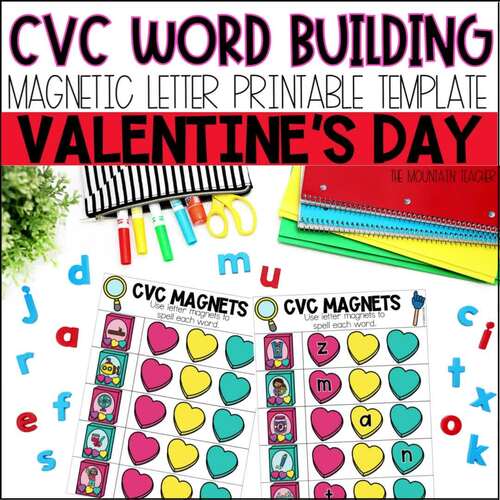 Valentine's Day CVC Words Sheets Magnetic Letter Printable Cookie Sheet ...