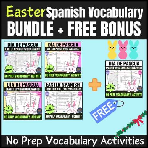 Easter Spanish Spelling & Vocabulary Bundle | Día de PASCUA No Prep ...