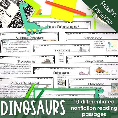 Dinosaur Reading Comprehension Passages by ELA with Mrs Martin | TPT