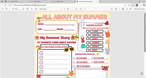 All About Me "My Summer Story!" by chiwden | TPT