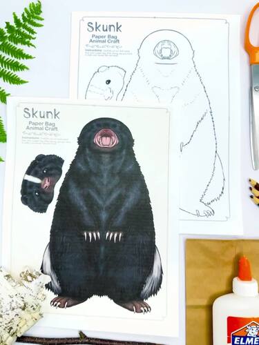 Skunk | Paper Bag Puppet | Printable Craft | Skunks by Simply Schoolgirl